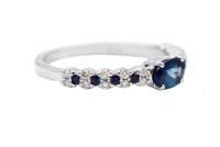 China Trendy S925 Sterling Silver Natural Jewelry Sapphire CZ Ring Simple Design For Ladies for sale