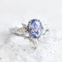 China S925 Rose Gold Oval Lavender Sapphire Side Cz Engagement Promise Ring Elegant Jewelry for sale