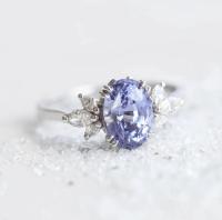 China S925 Rose Gold Oval Lavender Sapphire Side Cz Engagement Promise Ring Elegant Jewelry for sale