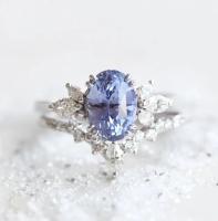 China S925 Rose Gold Oval Lavender Sapphire Side Cz Engagement Promise Ring Elegant Jewelry for sale