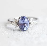 China S925 Rose Gold Oval Lavender Sapphire Side Cz Engagement Promise Ring Elegant Jewelry for sale
