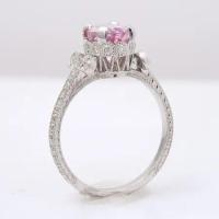 China 2.11 Carats S925 Sterling Silver Natural Pink Sapphire Cz Ring Moissanite Engagement for sale