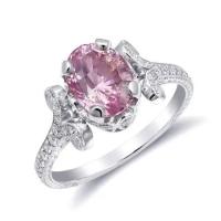 China 2.11 Carats S925 Sterling Silver Natural Pink Sapphire Cz Ring Moissanite Engagement for sale