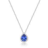 China 925 Sterling Silver Elegant Sapphire CZ Necklace Simple Design Prefer For Women Gift for sale