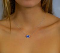 China 925 Sterling Silver Elegant Sapphire CZ Necklace Simple Design Prefer For Women Gift for sale