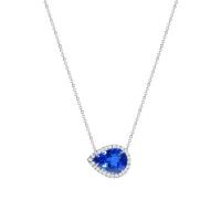 China 925 Sterling Silver Elegant Sapphire CZ Necklace Simple Design Prefer For Women Gift for sale