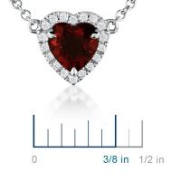 China 14K White Gold Heart Shaped Garnet Pendant Necklace , Petite Sapphire Chain Necklace for sale