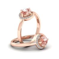 China Rose Gold Plated Round Cut Natural Pink Morganite In Center Silver Ring Band S925 for sale