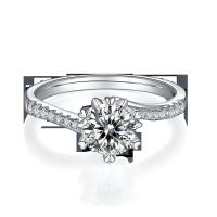China 1.30CT White Moissanite  And  Sapphire Platineve Diamonds Jewelry  Engagement Women Ring for sale