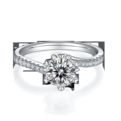 China 1.30CT White Moissanite  And  Sapphire Platineve Diamonds Jewelry  Engagement Women Ring for sale