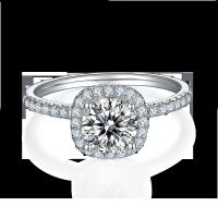 China Square Cut Bridal Women Moissanite  Square Diamond  Gold with Silver Romantic Wedding Ring for sale