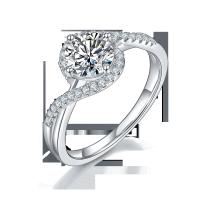 China Simple Arrival S925 Bright Setting Women Infinity Round Cut Moissanite Ribbon Twist Wedding Engagement Ring for sale
