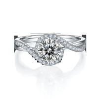 China Simple Arrival S925 Bright Setting Women Infinity Round Cut Moissanite Ribbon Twist Wedding Engagement Ring for sale