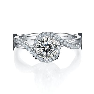 China Simple Arrival S925 Bright Setting Women Infinity Round Cut Moissanite Ribbon Twist Wedding Engagement Ring for sale