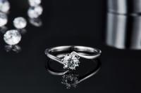 China Lady 9k Round 7.5mm Moissanite Open Fashion Grandeur Jewelry Silver Ring for sale