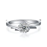 China Lady 9k Round 7.5mm Moissanite Open Fashion Grandeur Jewelry Silver Ring for sale