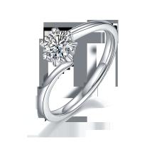 China Lady 9k Round 7.5mm Moissanite Open Fashion Grandeur Jewelry Silver Ring for sale