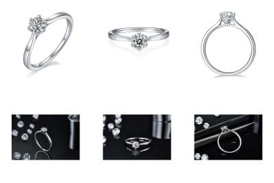 China 0.5ct  Shape Hexgonal  Lab Diamond Jewelry With Silver Women Ring for sale