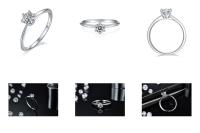 China 9K with Silver Ring cut White Moissanite Diamond Minimalist Wedding Jewelry for sale