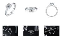 China 9K with Silver Ring Square White Moissanite Diamond Minimalist Wedding Jewelry for sale