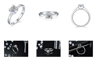 China 9K with Silver Ring Square White Moissanite Diamond Minimalist Wedding Jewelry for sale