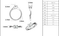 China 9K with Silver Ring Square White Moissanite Diamond Minimalist Wedding Jewelry for sale