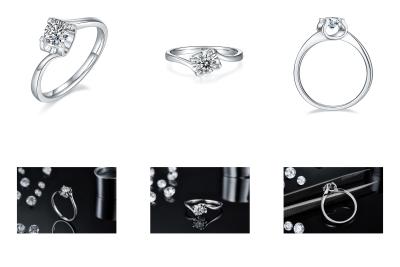 China 9K with Silver Ring Trapezoidal White Moissanite Diamond Minimalist Wedding Jewelry for sale