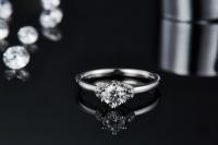 China Unique Flower Style White Gold Plated Ring Custom Moissanite Ring Engagement Women Jewelry for sale