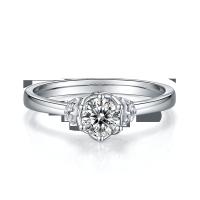 China Unique Flower Style White Gold Plated Ring Custom Moissanite Ring Engagement Women Jewelry for sale