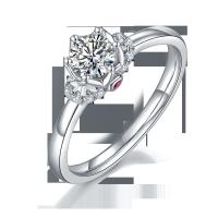 China Unique Flower Style White Gold Plated Ring Custom Moissanite Ring Engagement Women Jewelry for sale