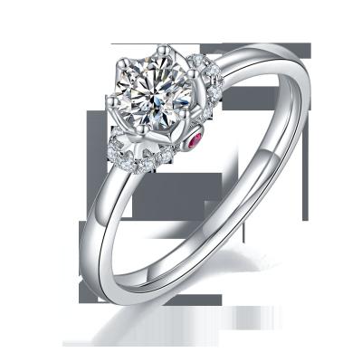 China Unique Flower Style White Gold Plated Ring Custom Moissanite Ring Engagement Women Jewelry for sale