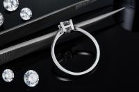 China Unique S925 East West Setting Women Emerald Cut Moissanite Modern Wedding Engagement Ring Anniversary CZ Rings for sale