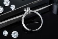 China White Moissanite  And  Sapphire Platineve Diamonds Jewelry  Engagement Women Ring for sale