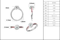 China Main Stone Round Pattern Cut 9k Moissanite 925 Silver Women Ring for sale
