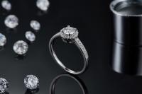 China Main Stone Round Pattern Cut 9k Moissanite 925 Silver Women Ring for sale