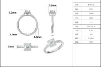 China White Grandeur Custom  Square Design Moissanite Diamonds Pave Engagement  For Women Ring for sale