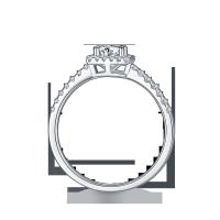 China White Grandeur Custom  Square Design Moissanite Diamonds Pave Engagement  For Women Ring for sale
