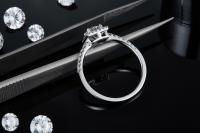 China White Grandeur Custom  Square Design Moissanite Diamonds Pave Engagement  For Women Ring for sale