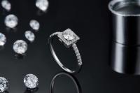 China White Grandeur Custom  Square Design Moissanite Diamonds Pave Engagement  For Women Ring for sale