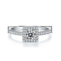 China White Grandeur Custom  Square Design Moissanite Diamonds Pave Engagement  For Women Ring for sale