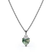 China 925 Silver Raw Simple Fine Green Moss Crystal Agate Jewelry Complete Wedding Necklace For Sale for sale