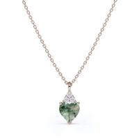 China 925 Silver Raw Simple Fine Green Moss Crystal Agate Jewelry Complete Wedding Necklace For Sale for sale