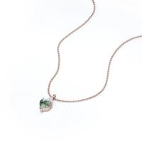 China 925 Silver Raw Simple Fine Green Moss Crystal Agate Jewelry Complete Wedding Necklace For Sale for sale