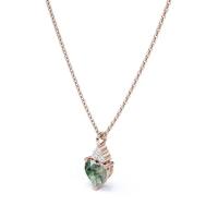 China 925 Silver Raw Simple Fine Green Moss Crystal Agate Jewelry Complete Wedding Necklace For Sale for sale