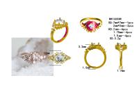 China 925 Sterling Silver Fascination Pretty Rose Gold Plated Fine Sparkling Morganite Halo Ring Set for sale