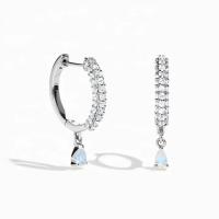 China Rose Gold Plated 925 Sterling Silver Rainbow Moonstone Earrings Baguette cut Natural Moonstone Stud Earring Jewelry for sale