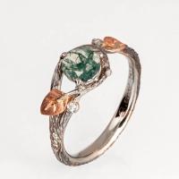 China 925 Silver Green Round Shaped Moss Crystal Meaning Agate Jewelry For Sale Unique Wedding Ring for sale