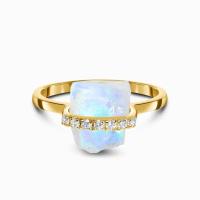 China 925 Sterling Silver Natural Raw Stone Moonstone Gemstone Jewelry Wedding Engagement Ring for sale