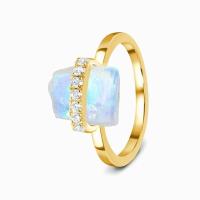 China 925 Sterling Silver Natural Raw Stone Moonstone Gemstone Jewelry Wedding Engagement Ring for sale