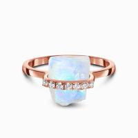 China 925 Sterling Silver Natural Raw Stone Moonstone Gemstone Jewelry Wedding Engagement Ring for sale